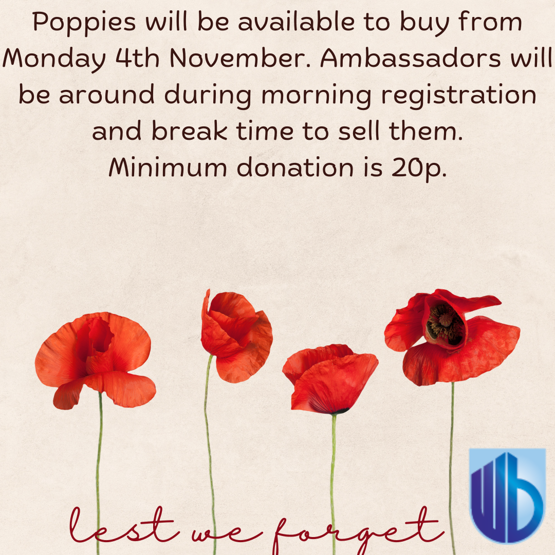 Remembrance Day Poppies For Sale - West Bromwich Collegiate Academy